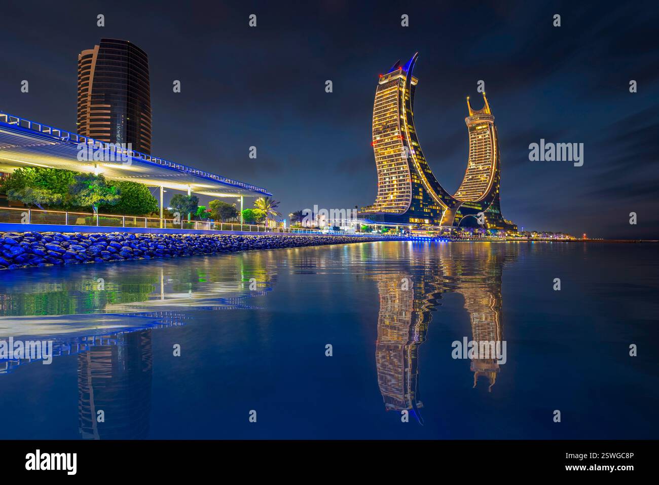 Lusail, Qatar - February 20, 2025: Crescent Tower Katara Hotel Building ...