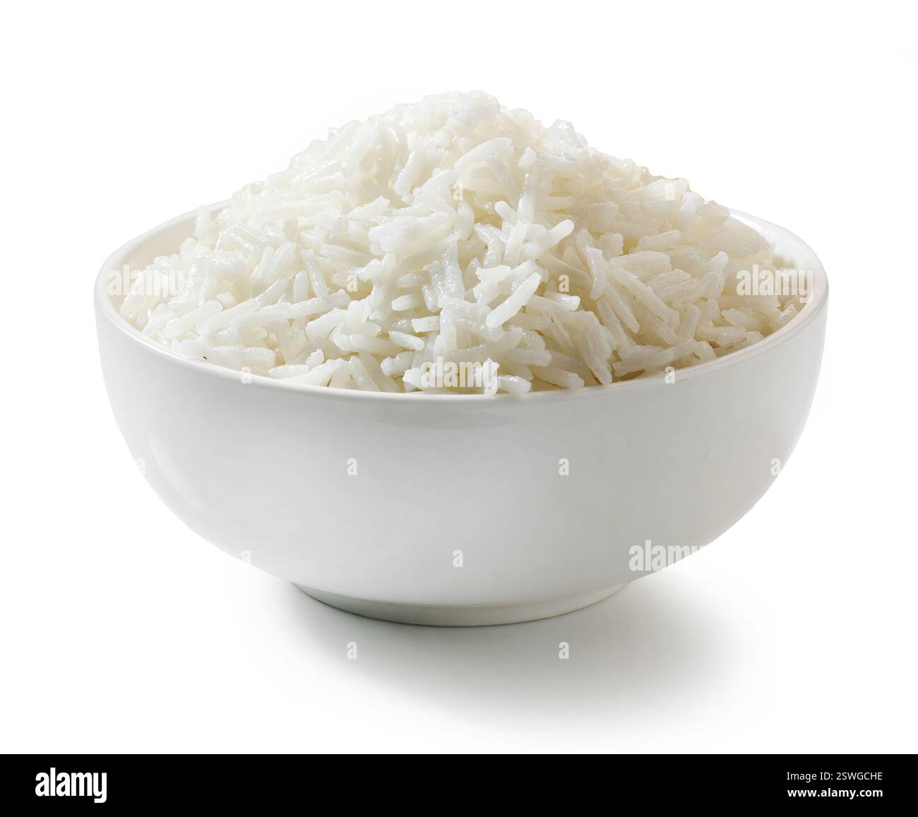 bowl of boiled rice isolated on white background Stock Photo - Alamy