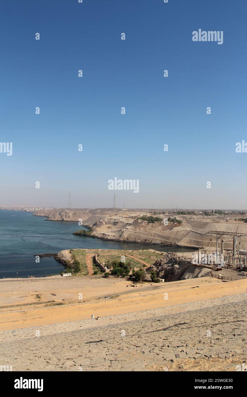 Scenery view of Aswan High Dam in sunny day, Egypt Stock Photo - Alamy