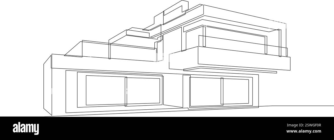 Flat Roof House Drawing