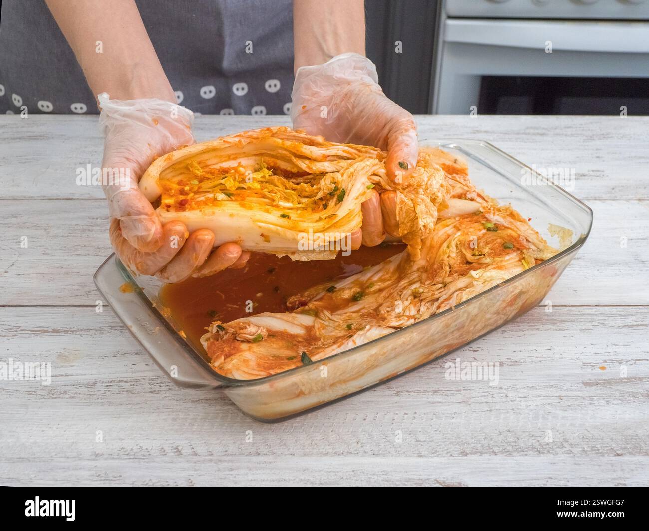 Cooking Korean food fresh kimchi, Korean traditional food kimchi Stock ...