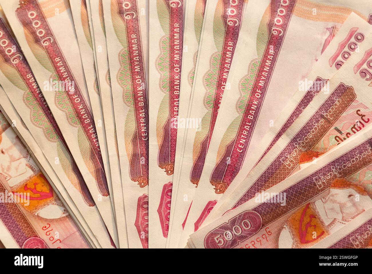 Myanmar currency notes - the Burmese Kyat Stock Photo - Alamy