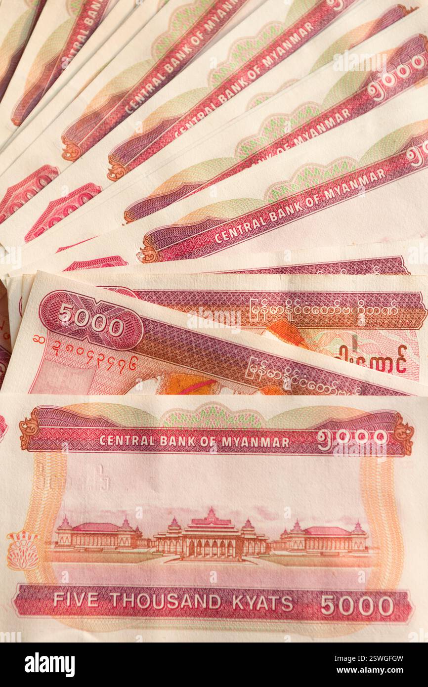 Myanmar currency notes - the Burmese Kyat Stock Photo - Alamy