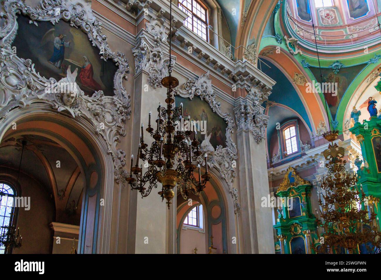 Vilnius. Church of the Holy Spirit. The interior of the temple is ...
