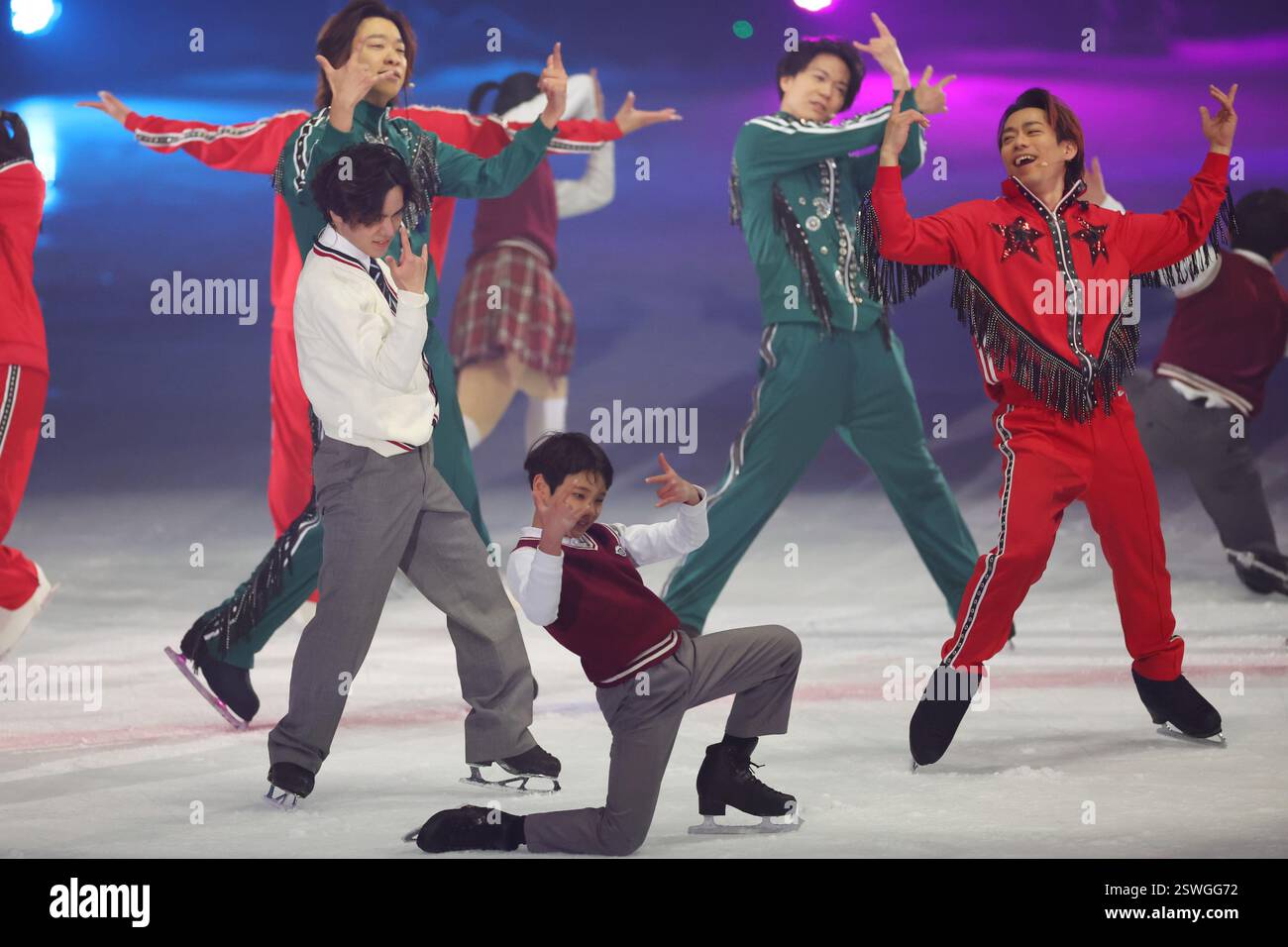 (L-R) Shoma Uno, Daisuke Takahashi, FEBRUARY 21, 2025 - Figure Skating : Prince Ice World 2024 ...
