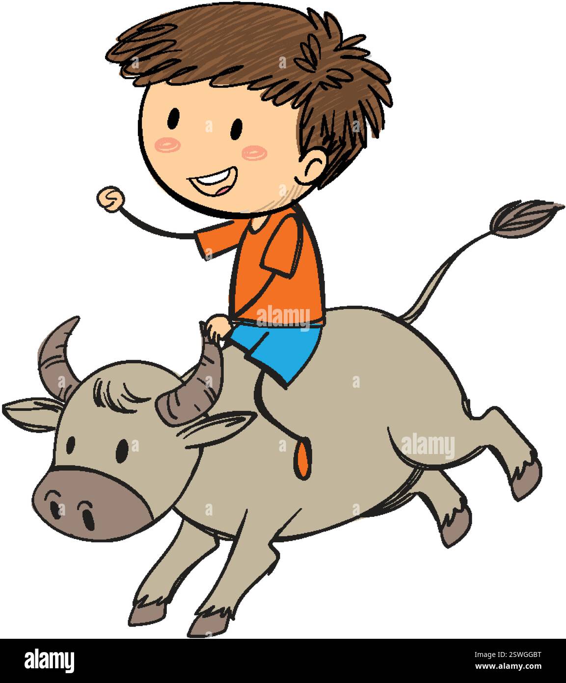A happy child riding a playful bull Stock Vector Image & Art - Alamy