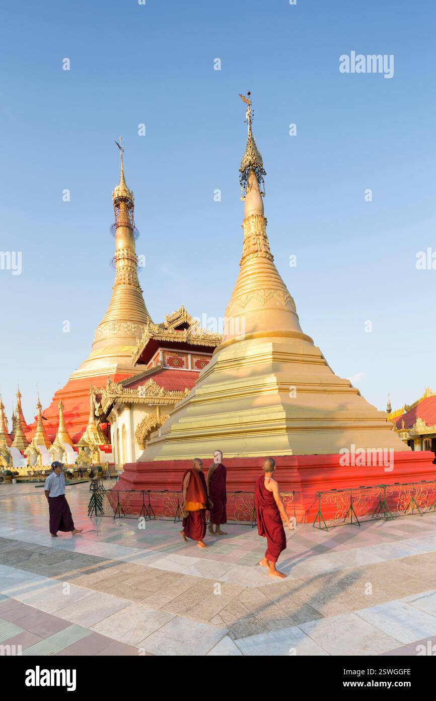 Myanmar, Mawlamyine, the golden stupa’s at Kyaikthanian Paya Stock ...