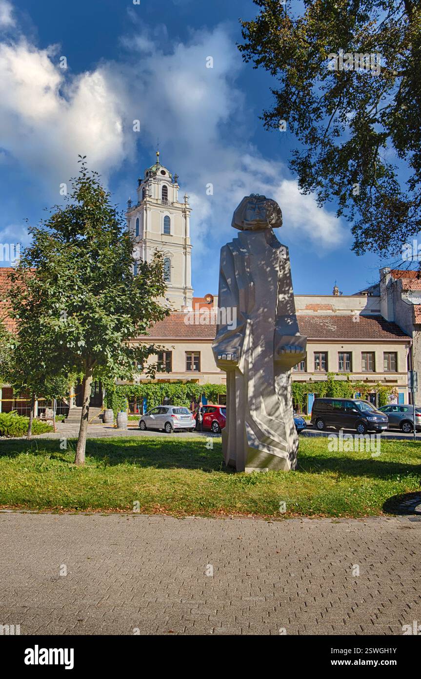 Vilnius. Sculpture of the poet Adam Mickiewicz. In the old town, in the ...