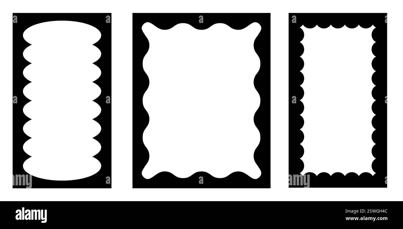 Hand drawn lace inner scalloped frames. Square, round and rectangle ...