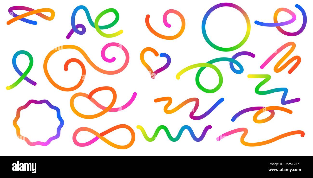 Abstract Color Rainbow Gradient Shapes Set. Vector Graphic with Wavy ...