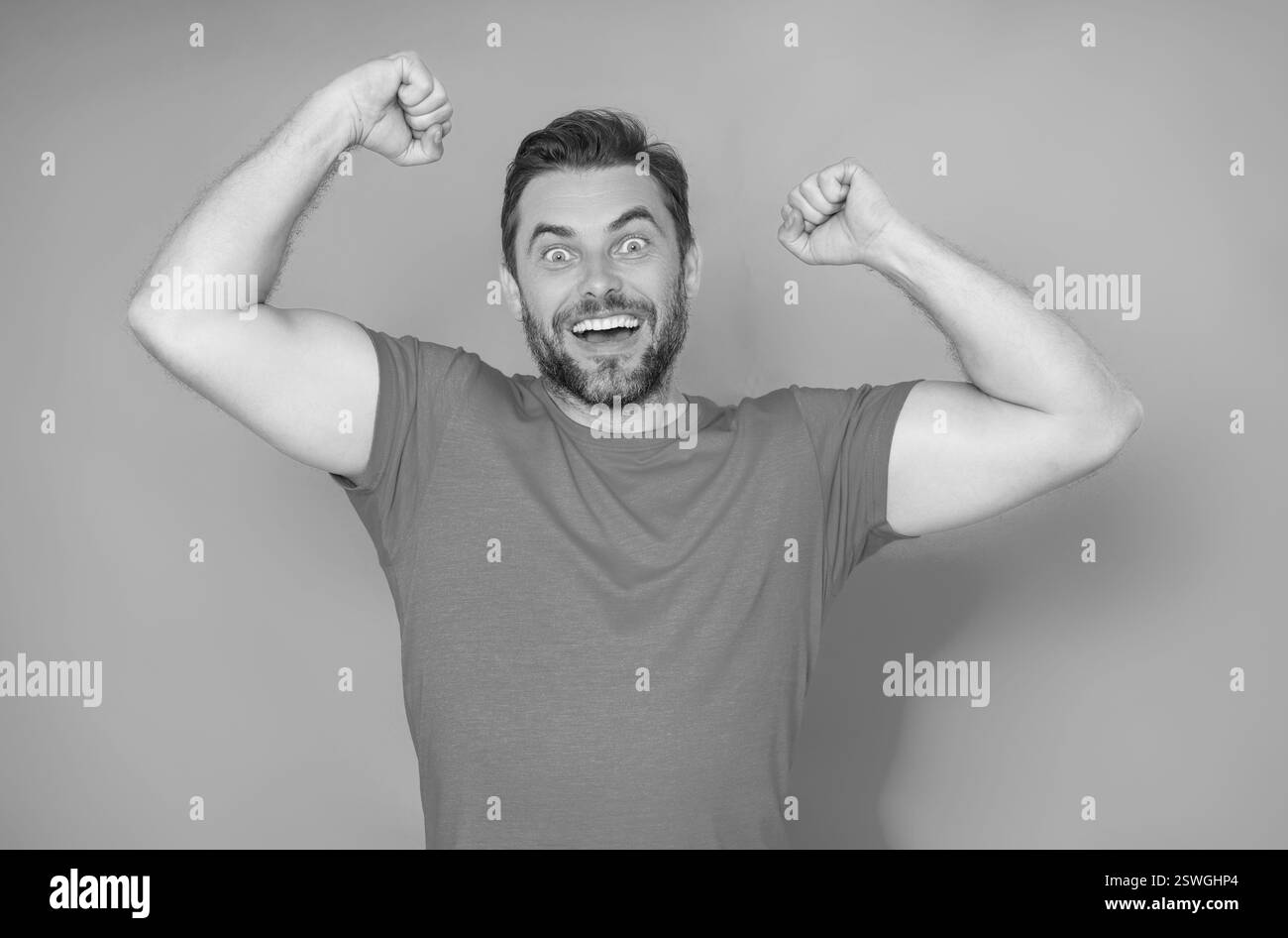 Portrait of excited man. Wow, it's unbelievable. Excited man with ...