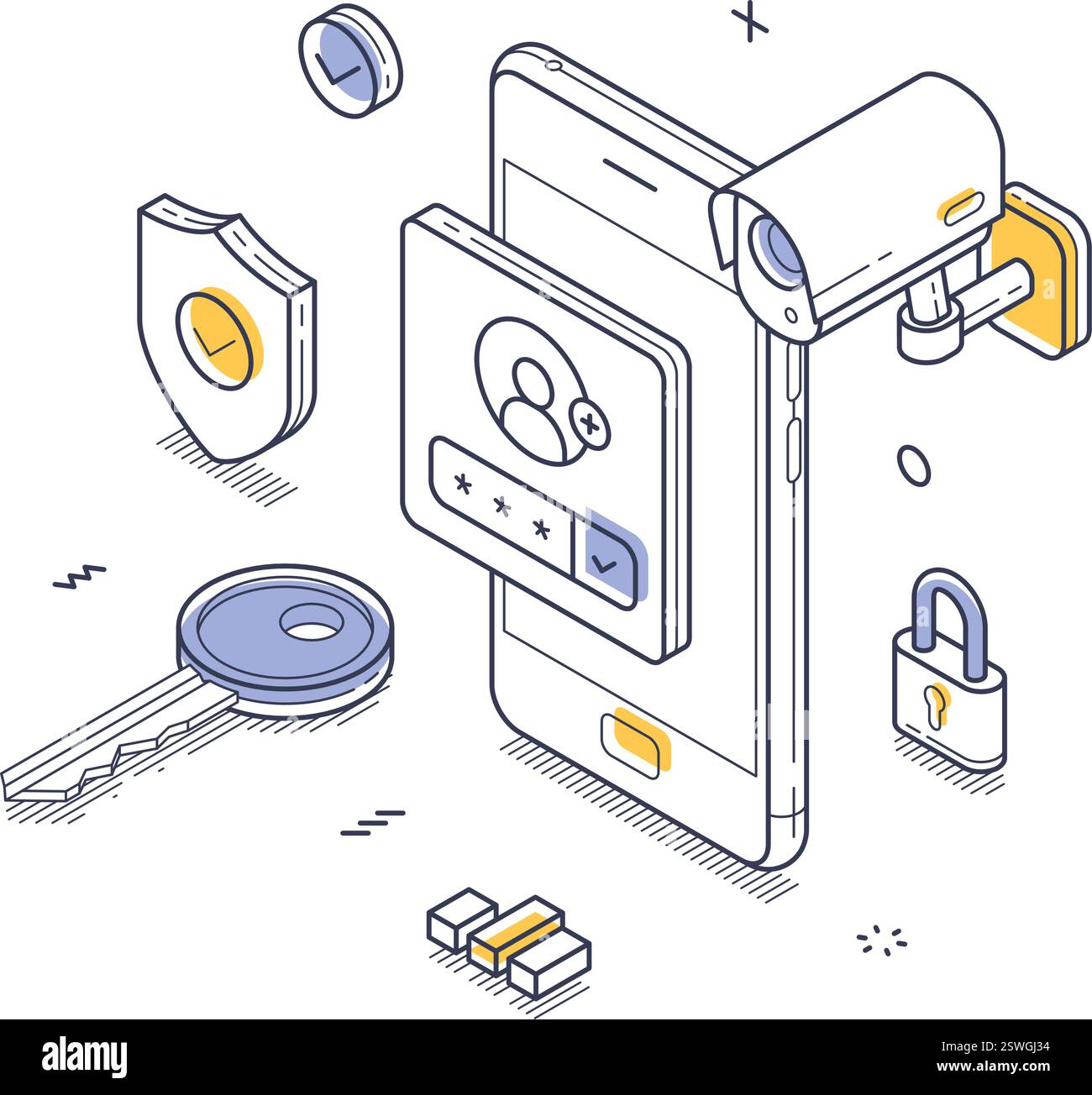 Visual representation of digital security featuring a smartphone ...