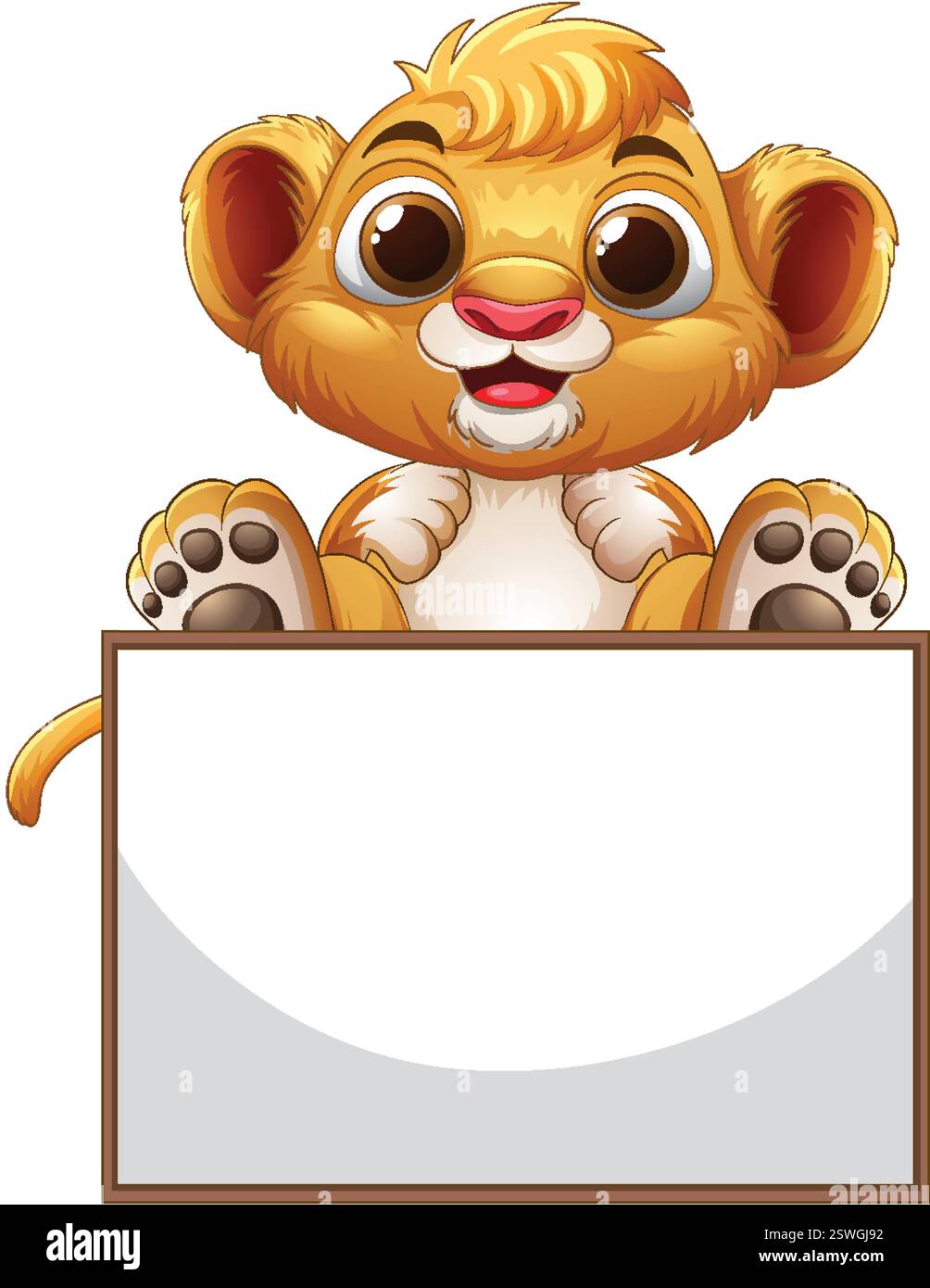 Adorable lion cub sitting with a blank sign Stock Vector Image & Art ...
