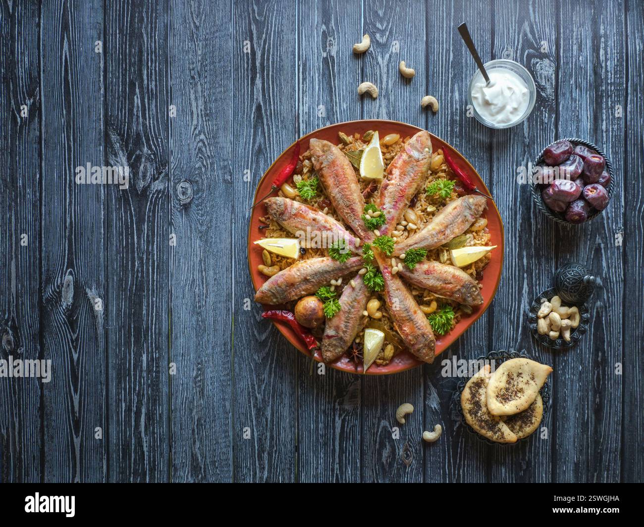 Fish Biryani. Saudi arabian Fish Kabsa Stock Photo - Alamy