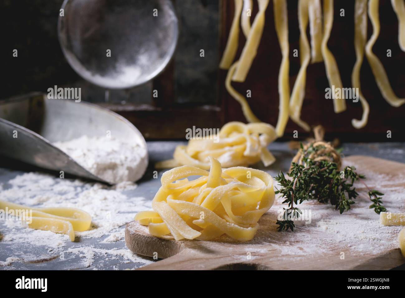 Dry pasta fresh herbs hi-res stock photography and images - Alamy