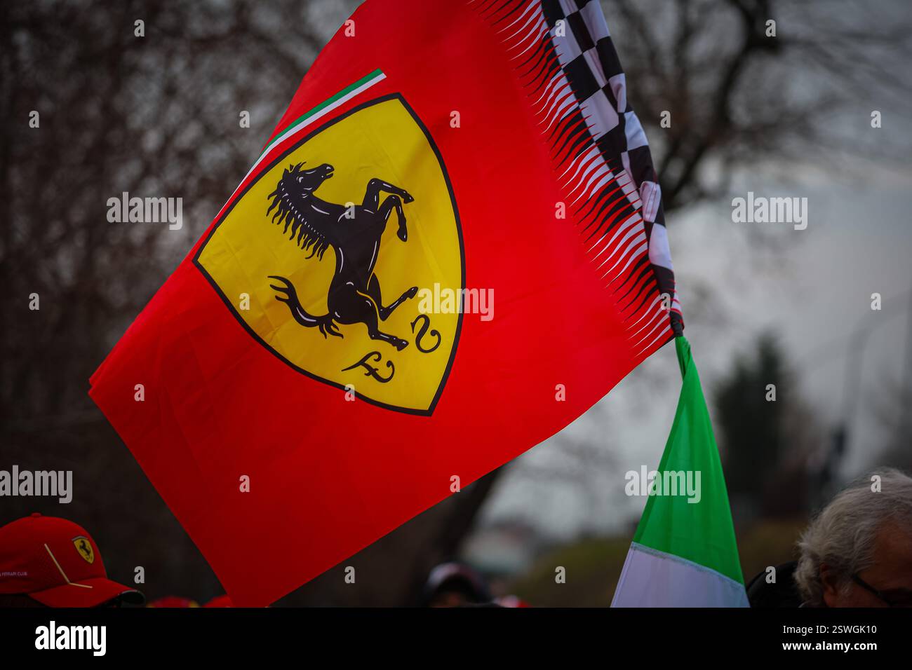 Ferrari Flag at Fiorano during the first test of new 2025 Ferrari F1 ...