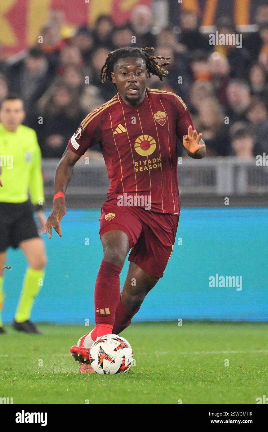 Rome, Italy. 20th Feb, 2025. Romaâ??s Manu Kone during the UEFA Europa ...