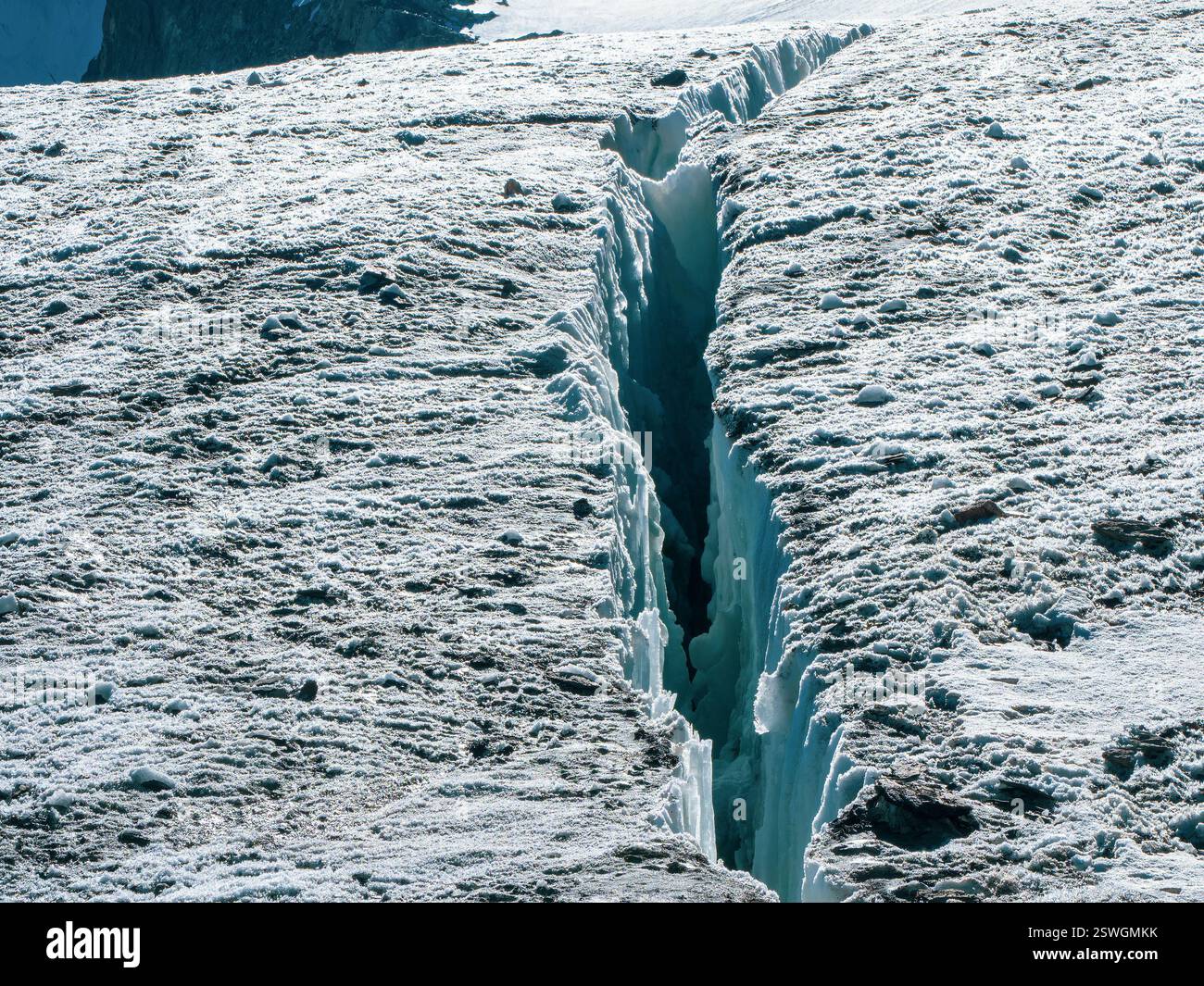 Crack on the glacier fault in a glacier hi-res stock photography and ...