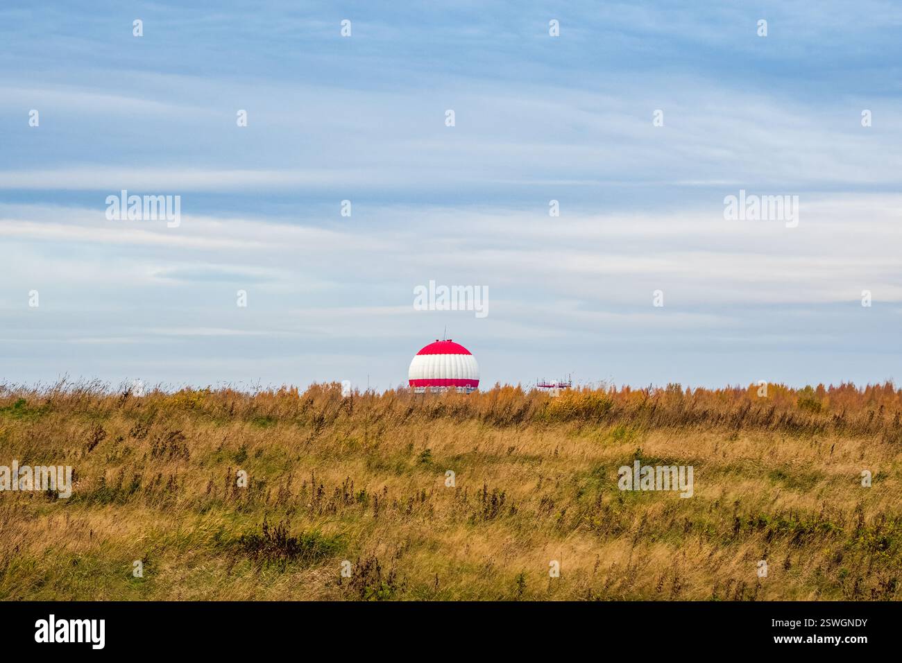 Airport Route locator. Radar station in the autumn field Stock Photo ...