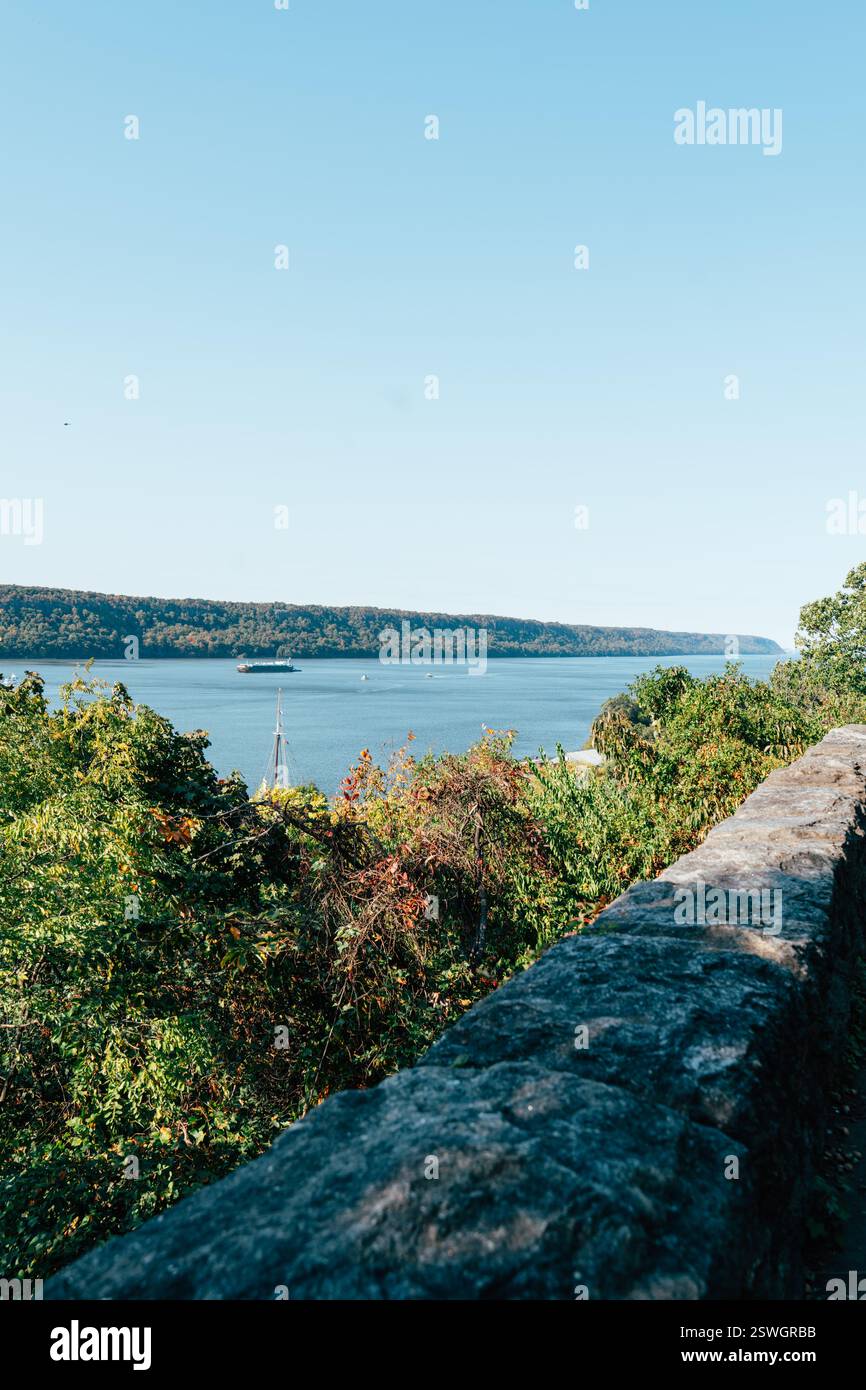 A stunning view from Fort Tryon Park showcases the Hudson River and its ...