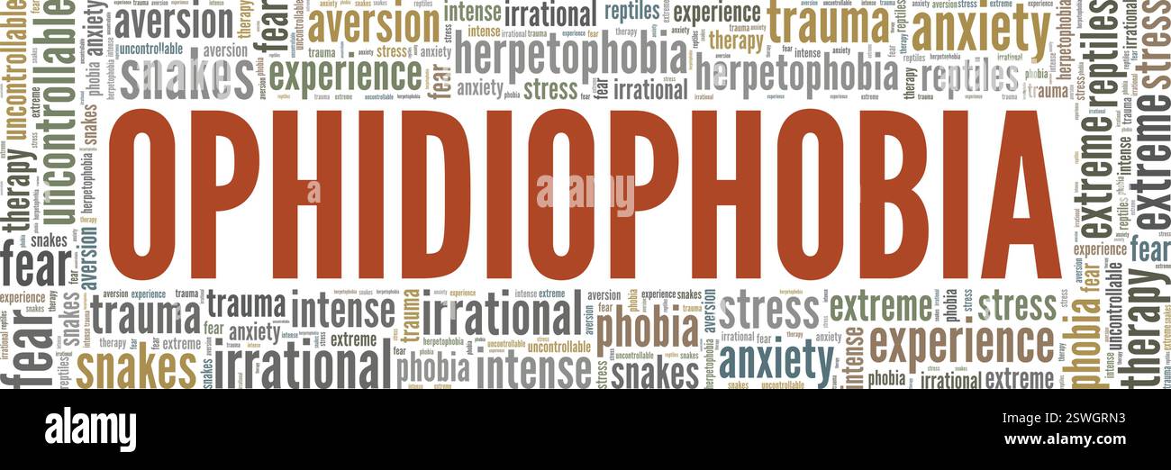 Ophidiophobia: Fear of Snakes word cloud conceptual design isolated on ...