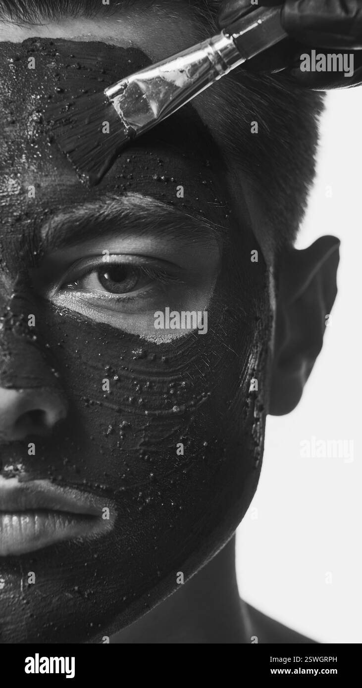 Man face mask beauty Black and White Stock Photos & Images - Alamy