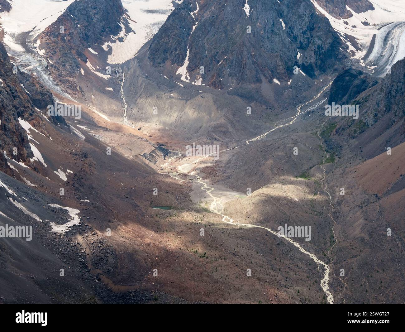 Chiaroscuro, sunlight at the bottom of the gorge. Dramatic golden light ...