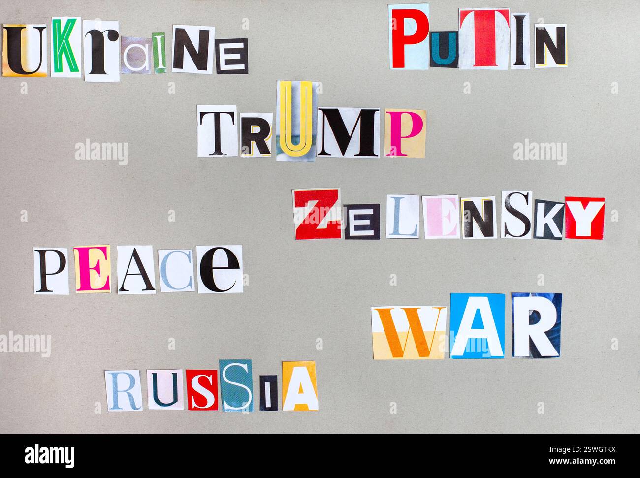 A collage of words and phrases that spell out the names of countries ...