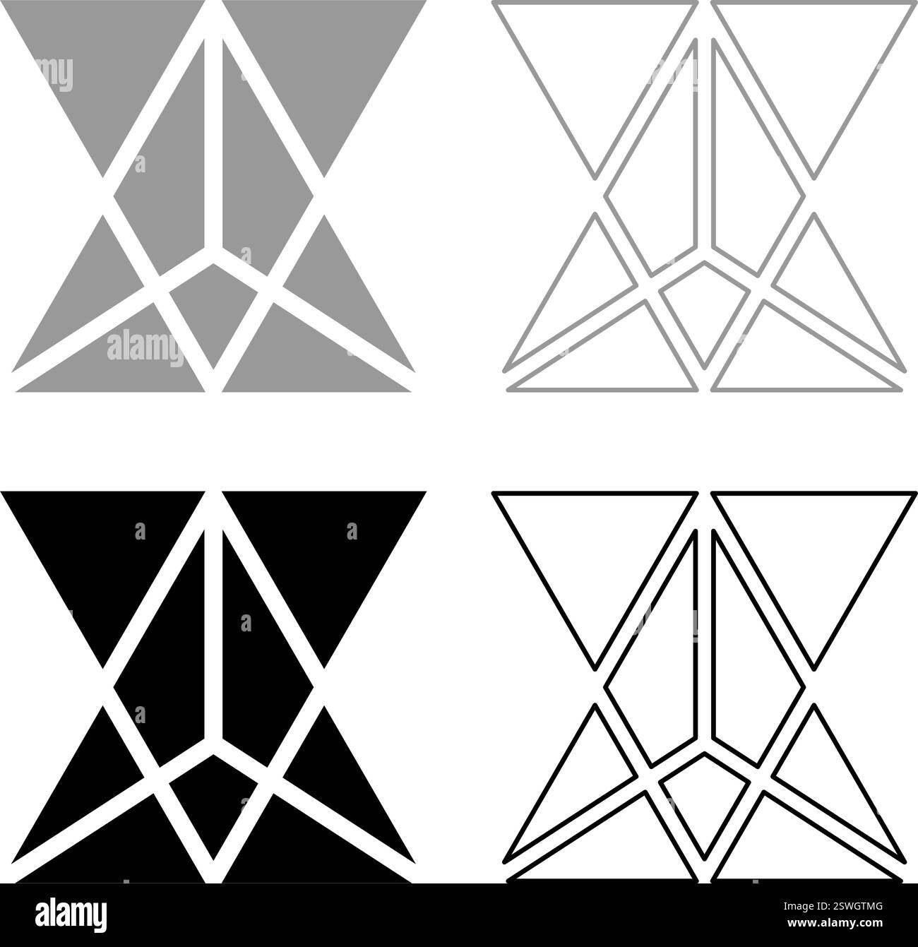 Star tetrahedron Sacred geometry set icon grey black color vector ...