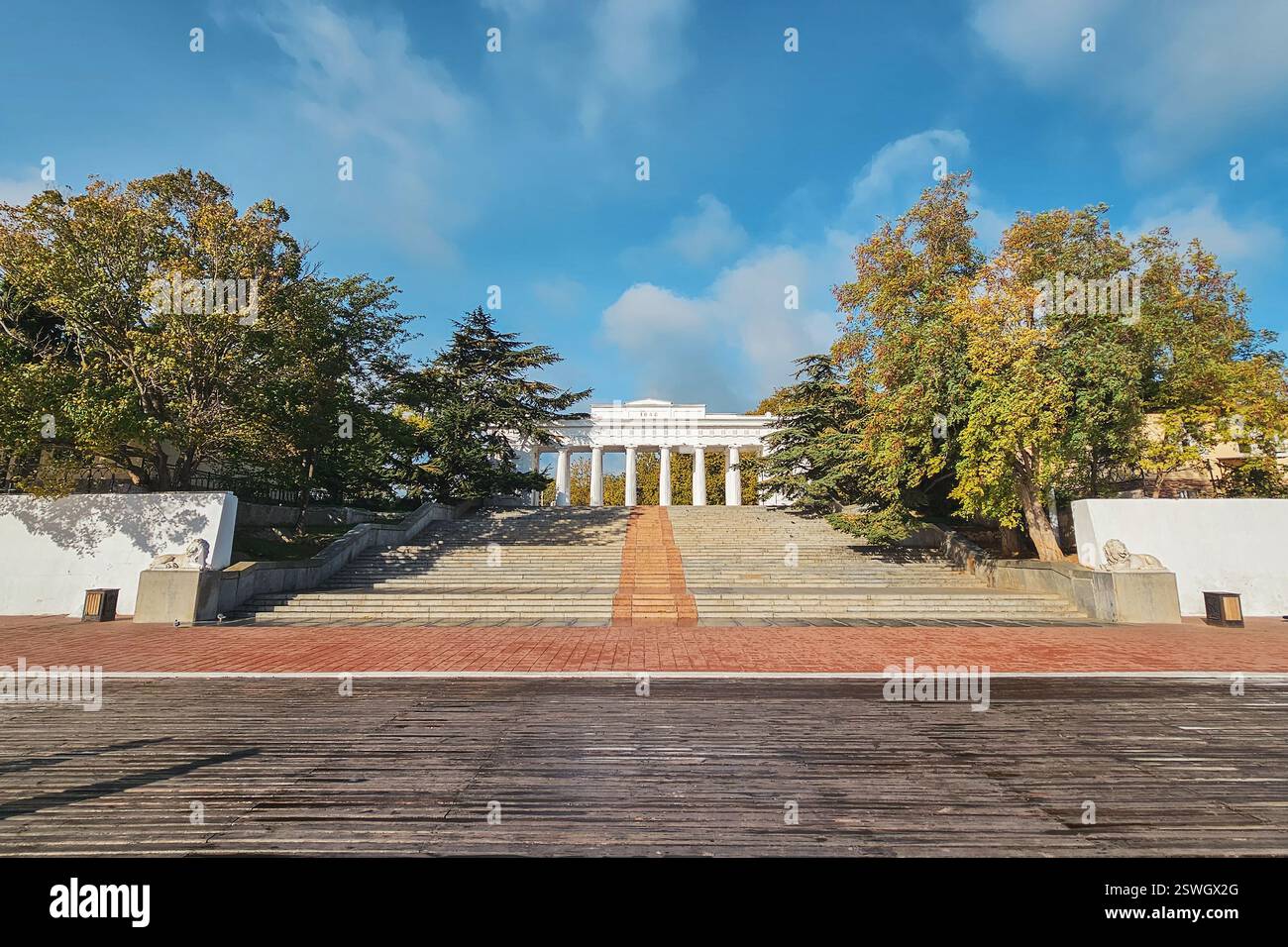 Stairs to the colonnade. Monument of history and architecture in the ...