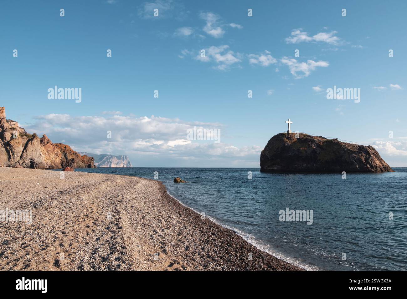 Jasper beach Cape Fiolent, Crimean Peninsula. Georges rock. Christian ...