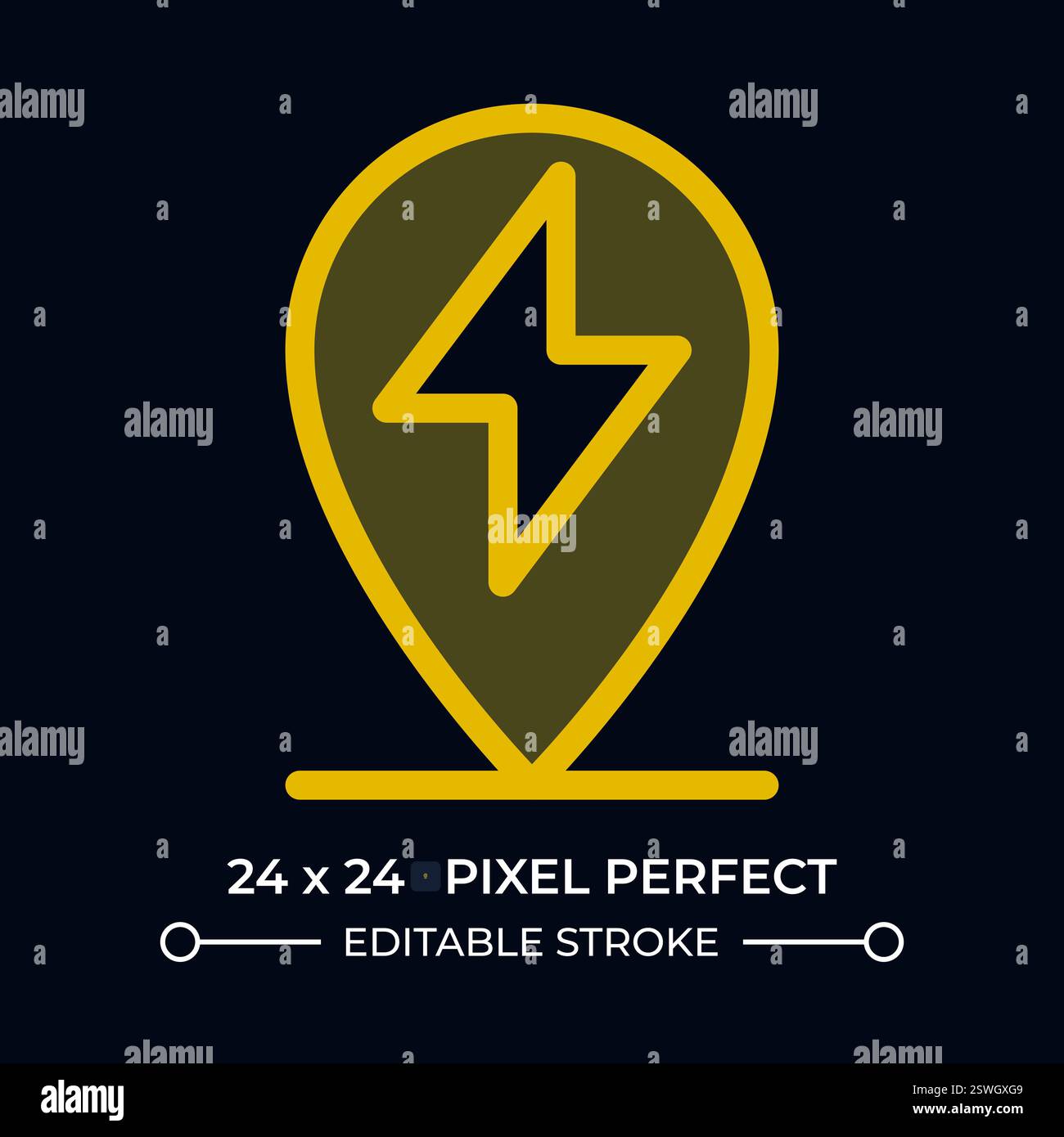 EV charging station location dark color ui icon. Map pin with ...