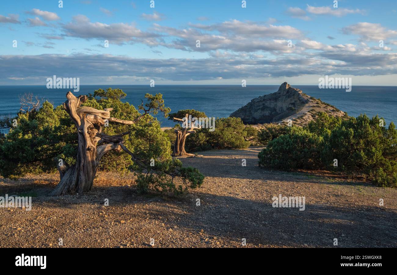 Coastal landscape in Crimea on the Black sea. Beautiful, colorful ...