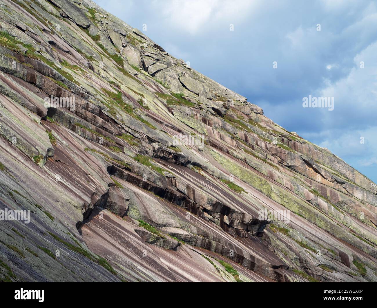 Ancient stone layers, diagonal bottom of the world ocean, faults, rocks ...