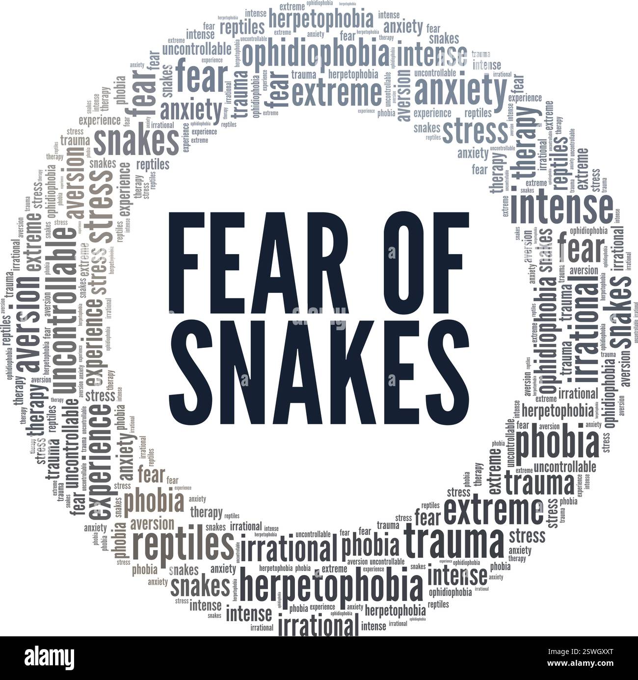 Ophidiophobia: Fear of Snakes word cloud conceptual design isolated on ...