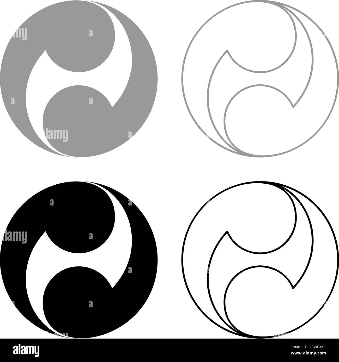 Tomoe symbol religious sign Japanese religions Oriental two petal set ...