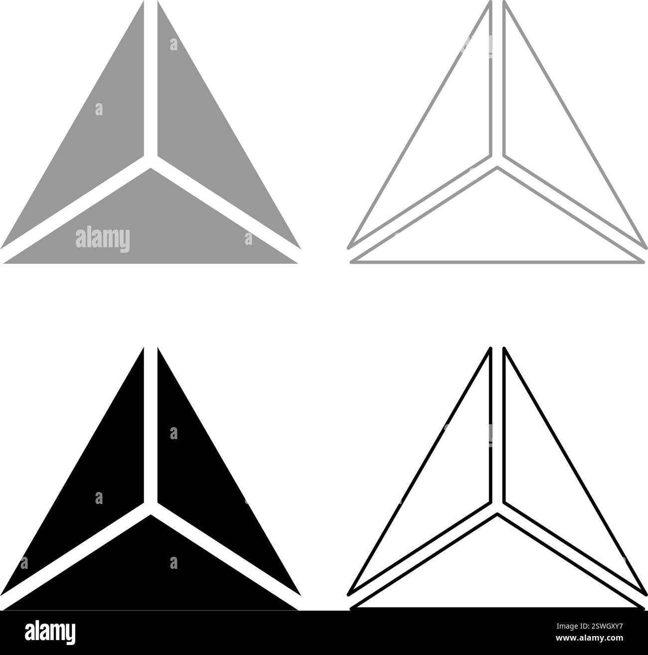 Pyramid shape triangle view from above Sacred geometry set icon grey ...