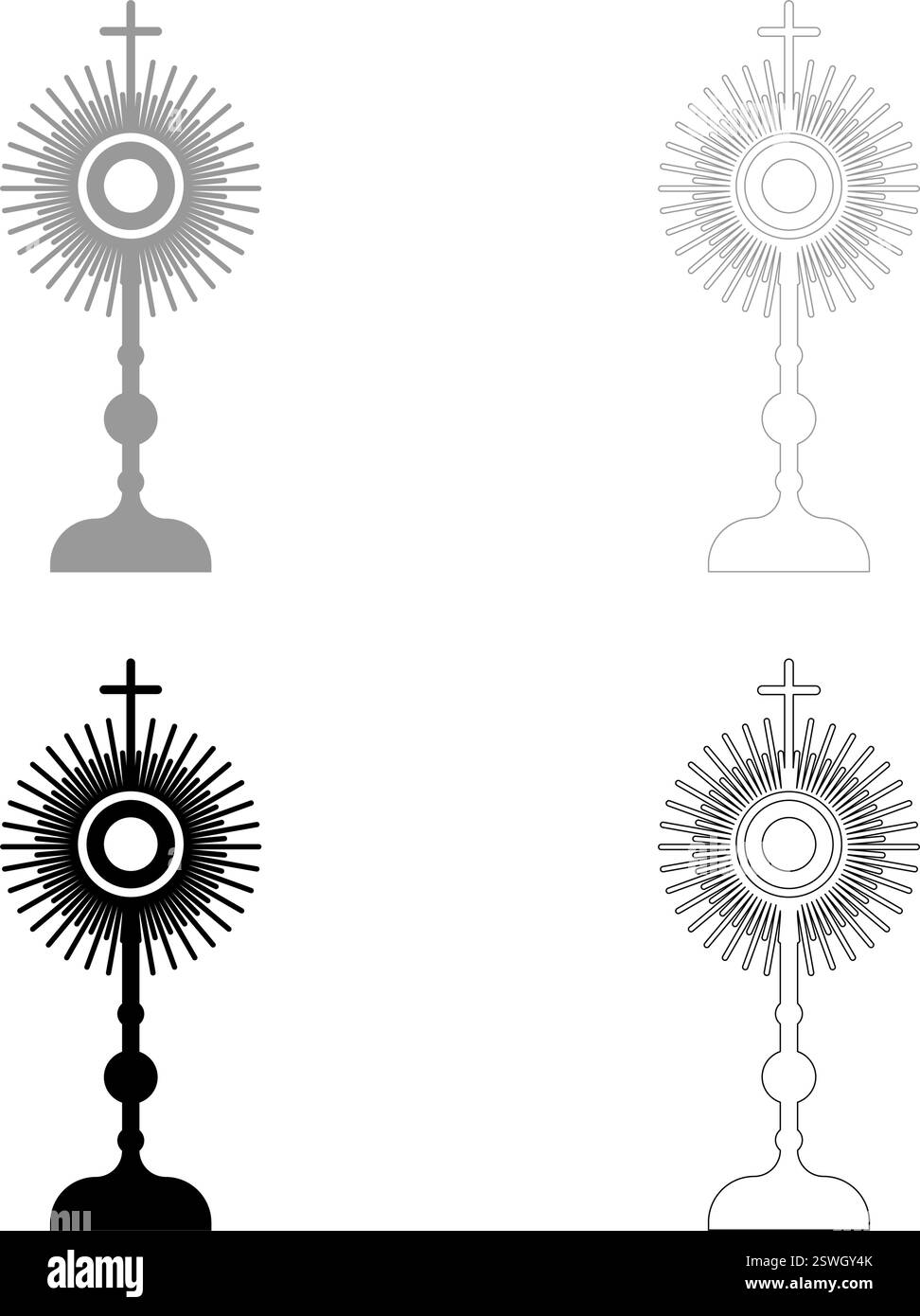 Monstrance Christi Sacrament of the eucharist set icon grey black color ...