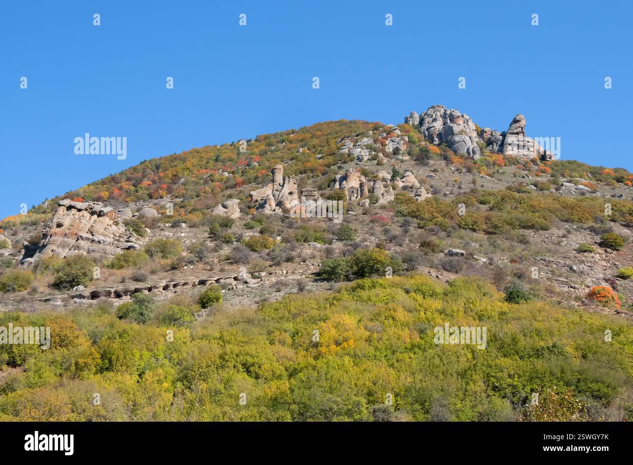 Ancient crumbling mountains. Mountains in southern part of Crimea ...
