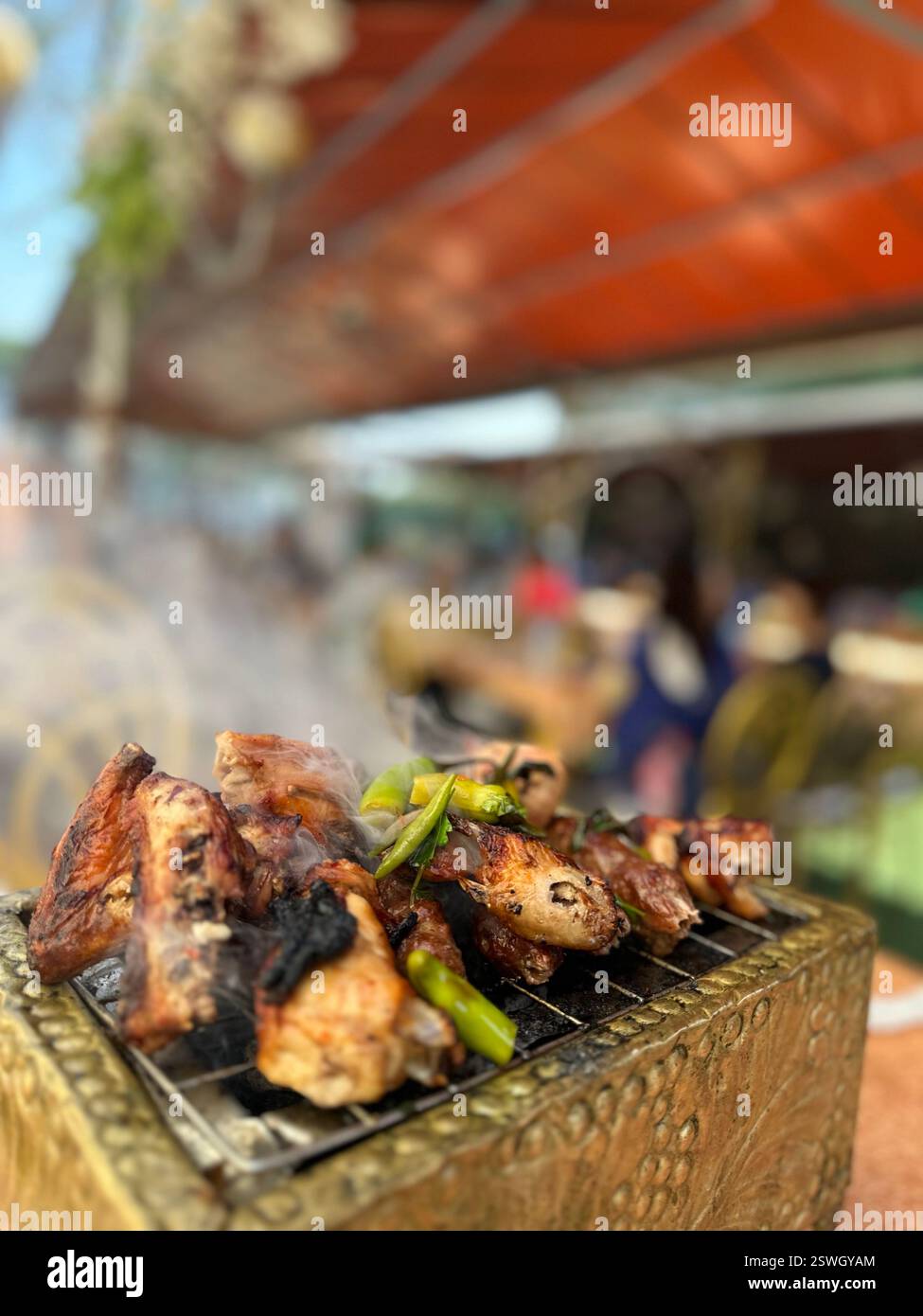 Grilled Arabic-style chicken and beef served hot in a Cairo restaurant ...