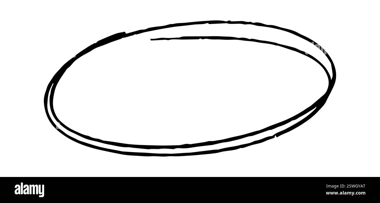 Doodle oval frame. Hand drawn circle pencil sketch. Vector scribble ...