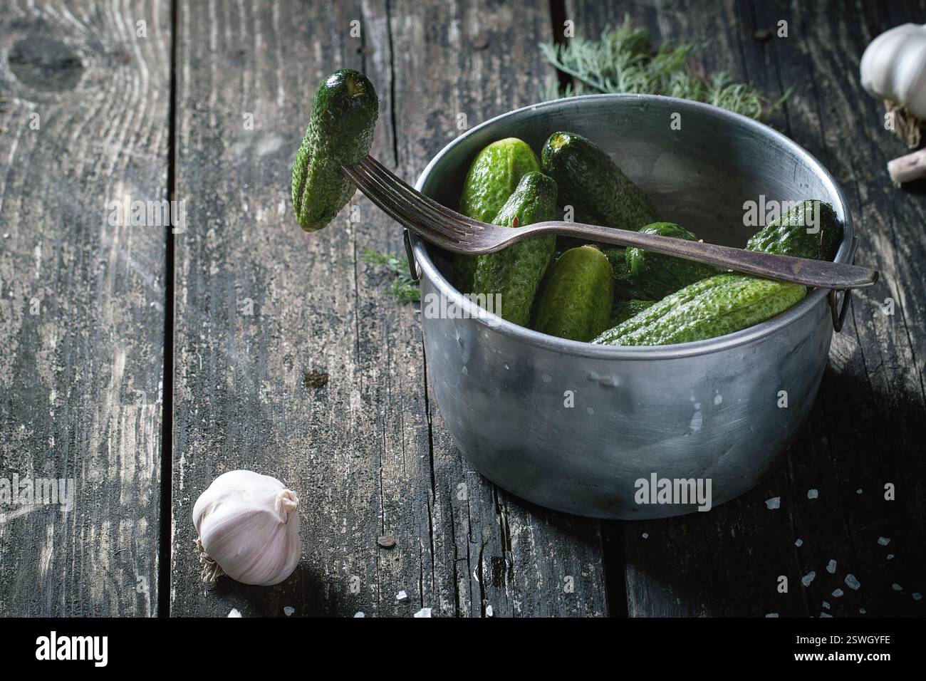 Preparation of low-salt pickled cucumbers Stock Photo - Alamy