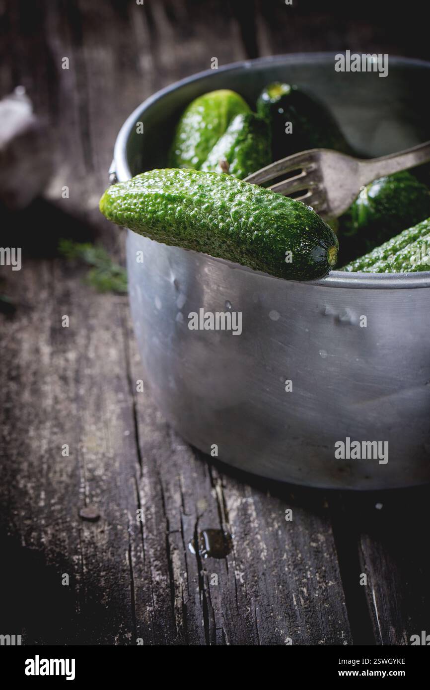 Preparation of low-salt pickled cucumbers Stock Photo - Alamy