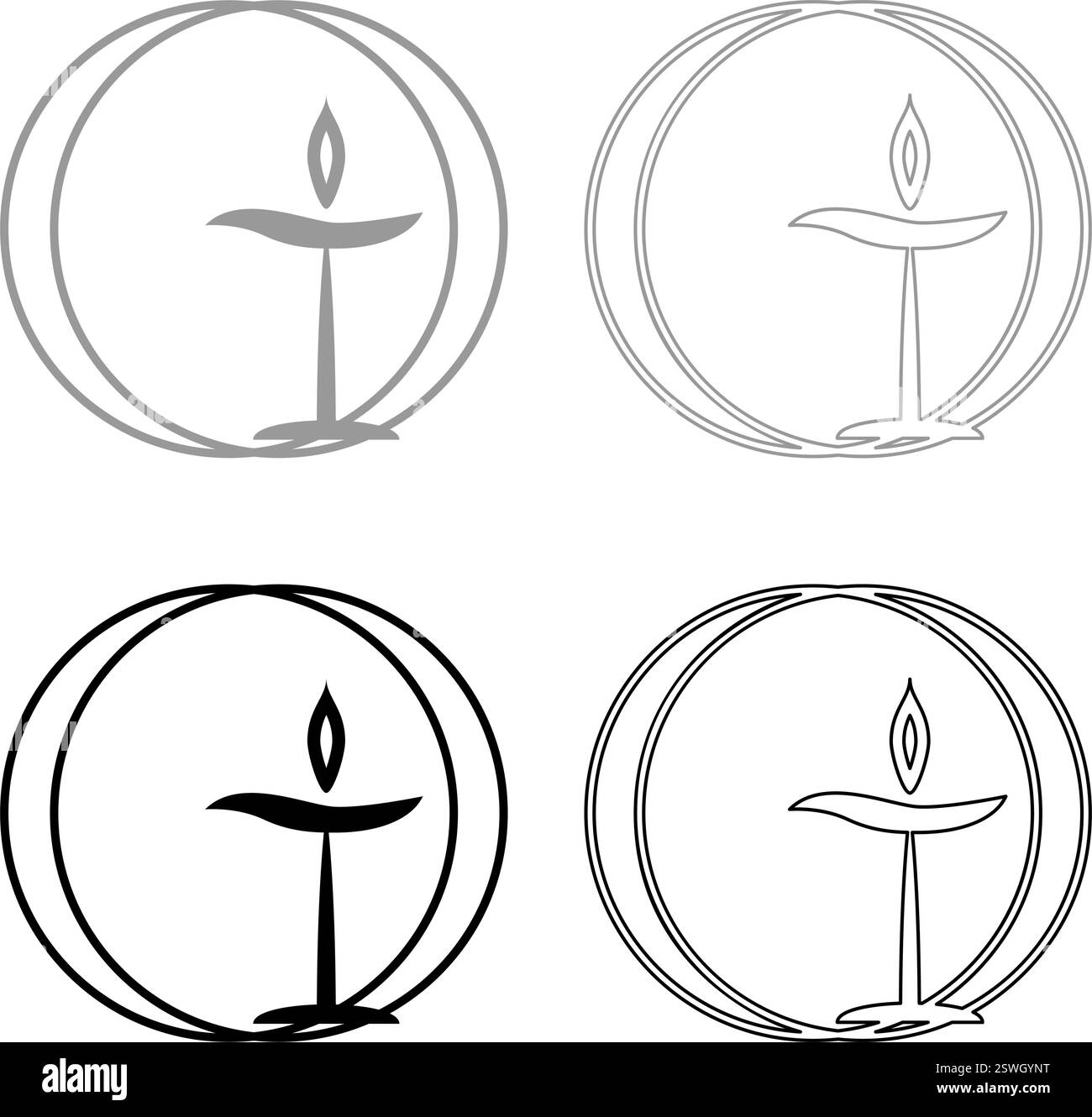 Flaming chalice symbol Unitarian universalism concept set icon grey ...