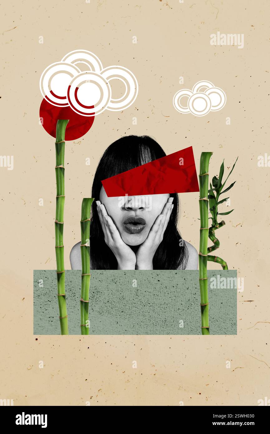 Composite image montage trend 3D collage of asia traditional national ...