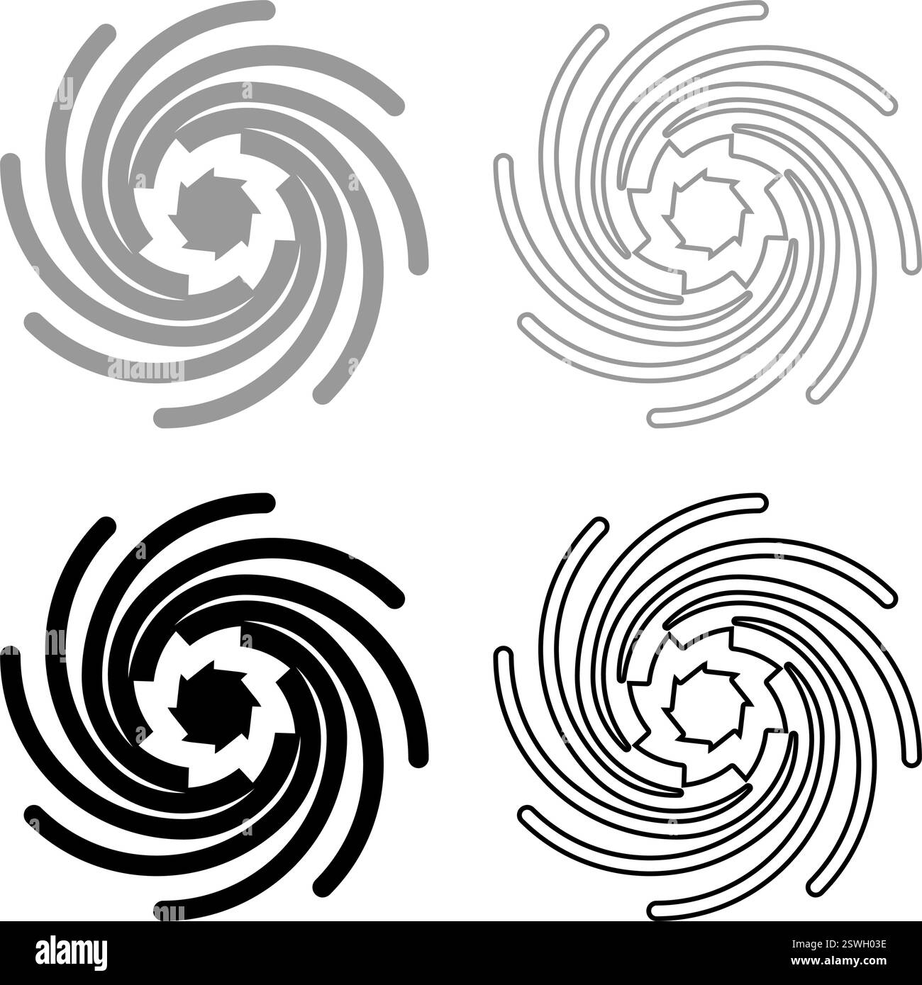 Gold spiral Sacred geometry symbol set icon grey black color vector ...