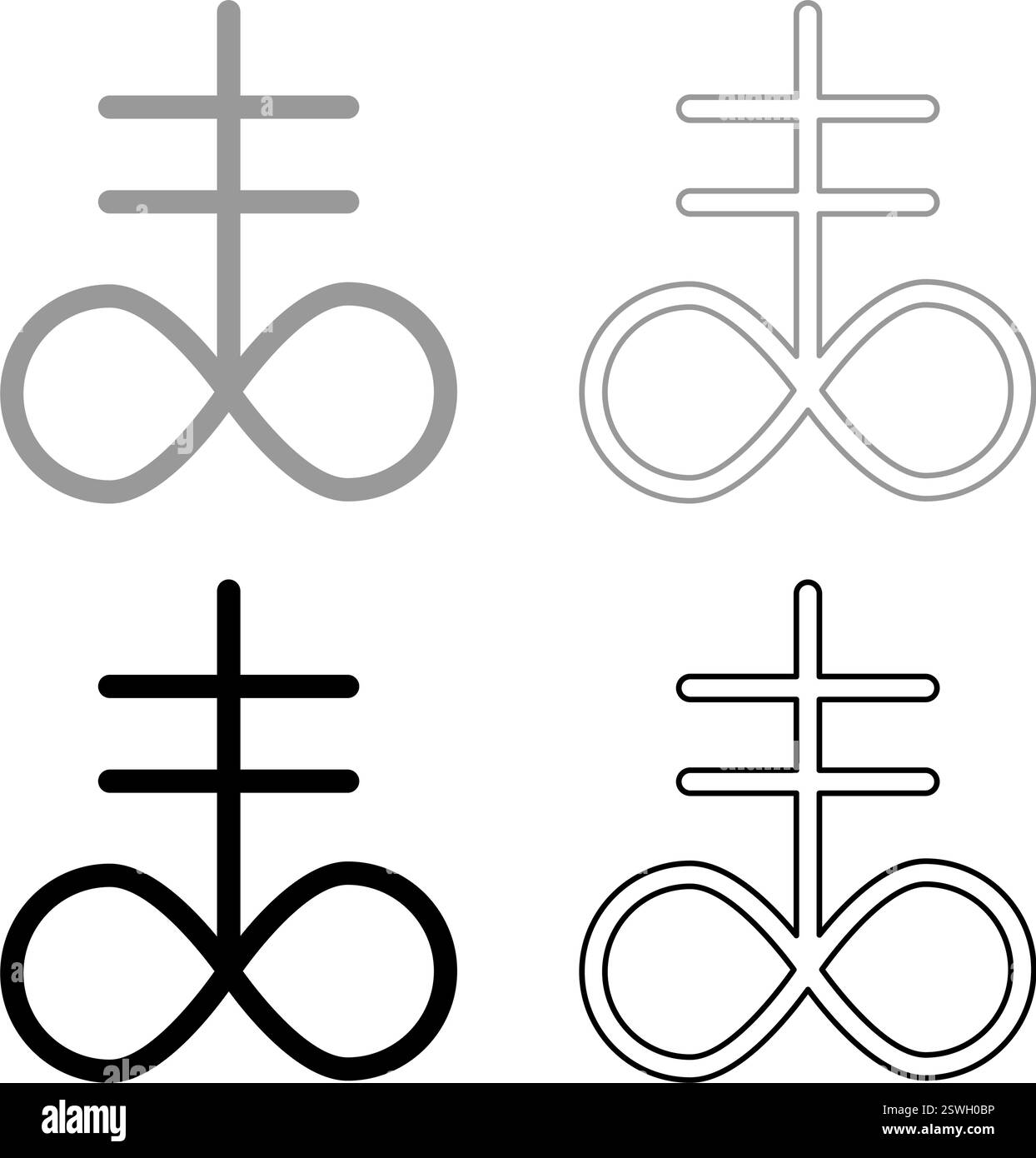 Satanic Cross Theistic satanism symbol set icon grey black color vector ...