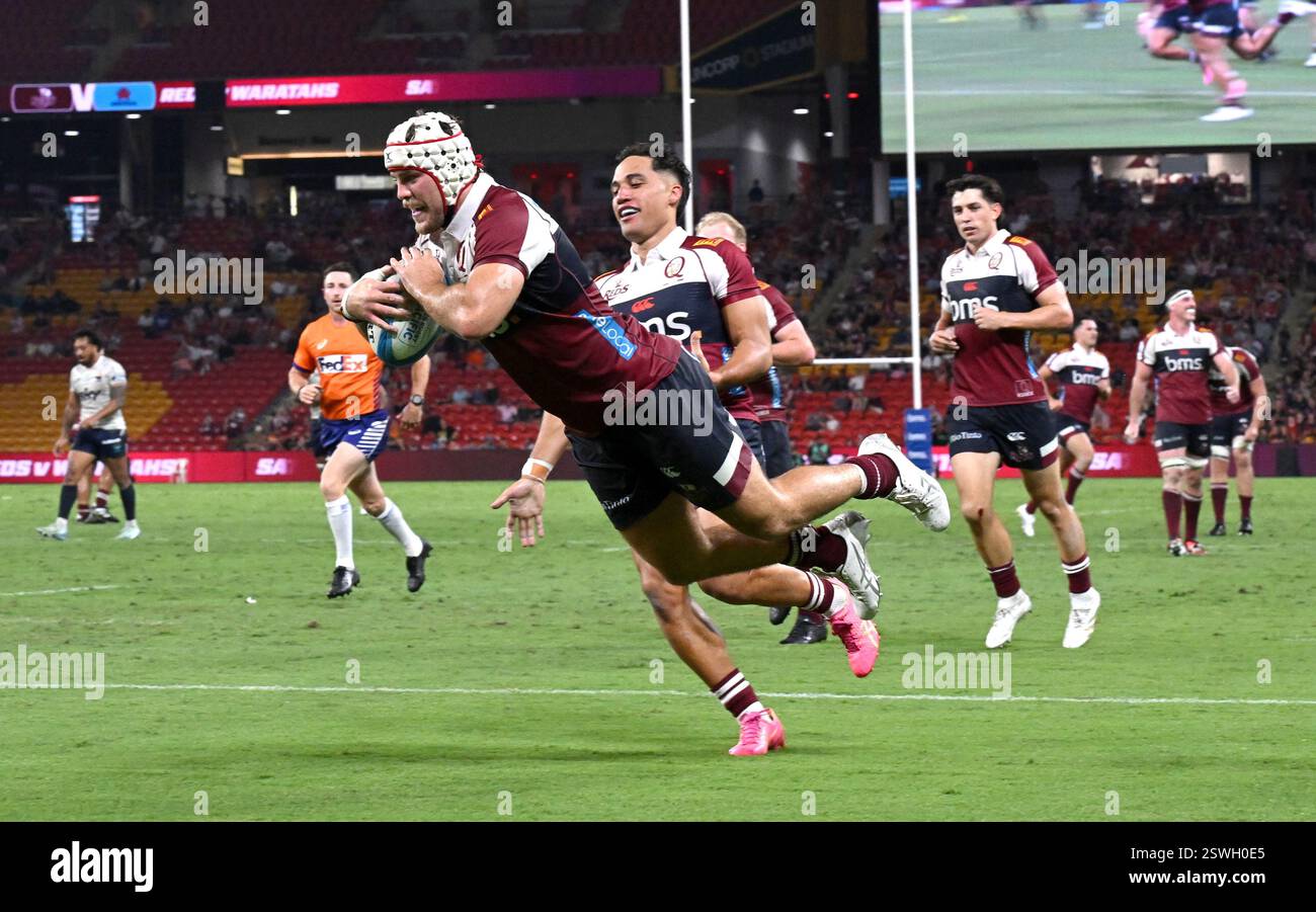 Brisbane, Australia. 21st Feb, 2025. Fraser McReight of the Reds ...