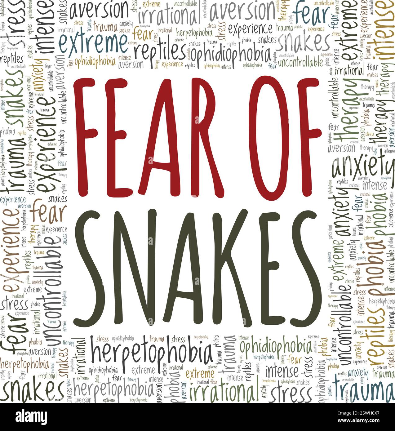 Ophidiophobia: Fear of Snakes word cloud conceptual design isolated on ...