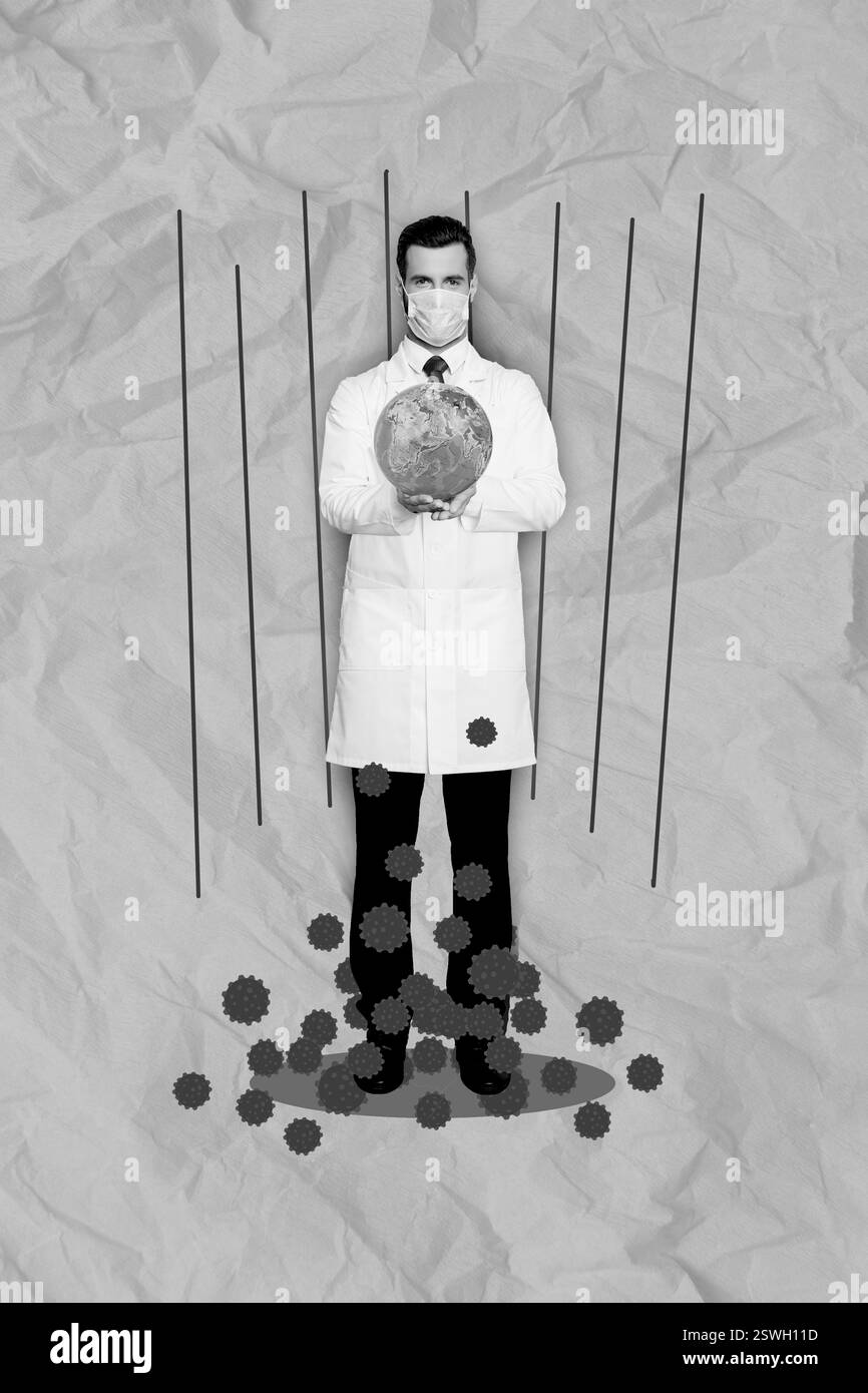 Creative photo 3d collage artwork postcard poster of young scientist ...